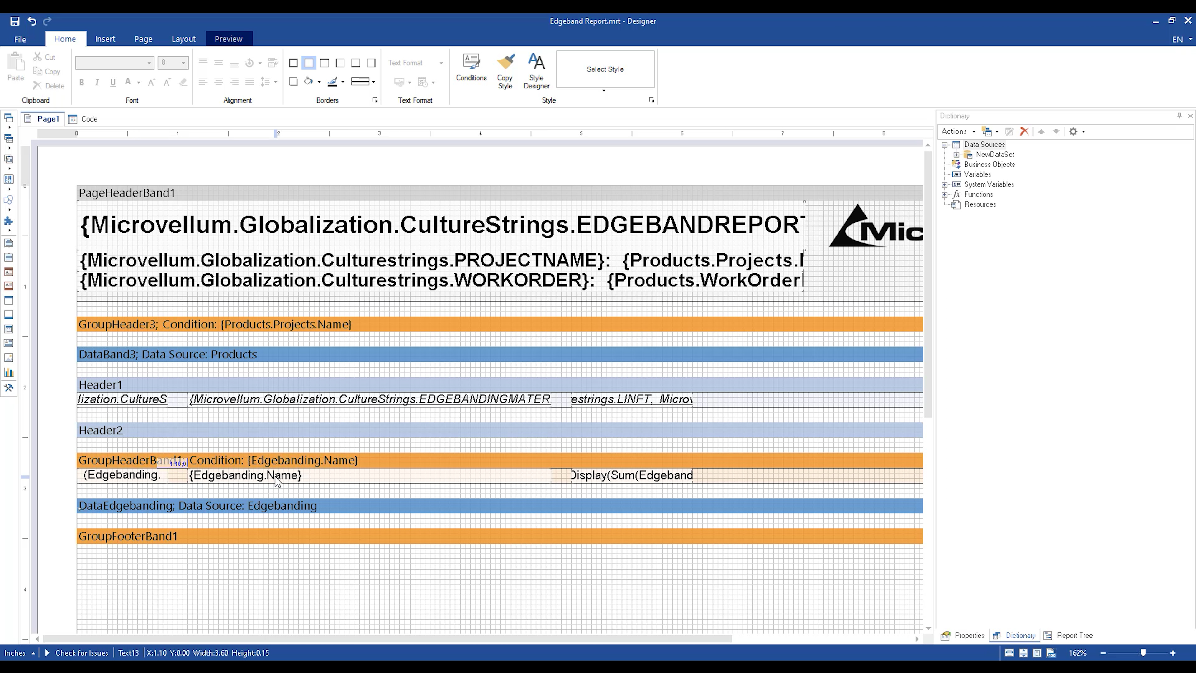 Setting Up Report Groups | Microvellum Software