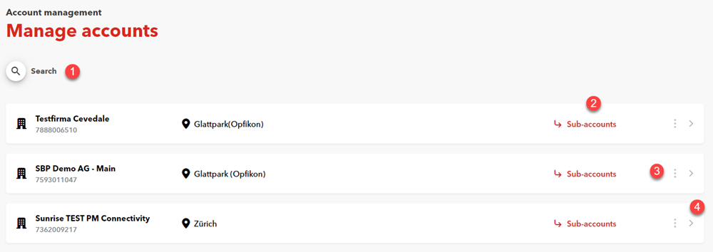 Manage Accounts | Sunrise Business