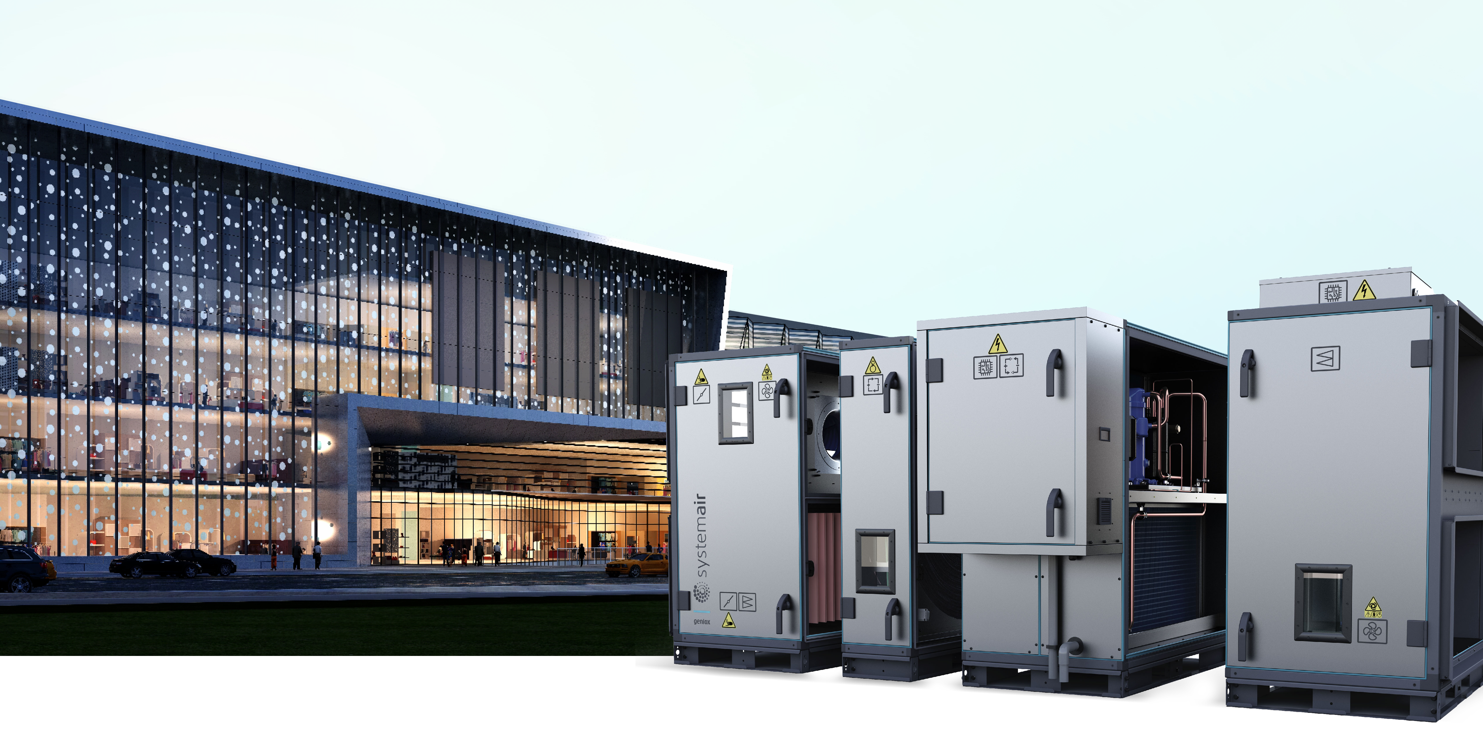 Geniox air handling units with integrated reversible heat pumps · Systemair