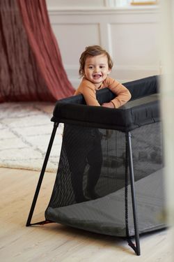 Travel Crib Light Black, Bundle with Fitted Sheet