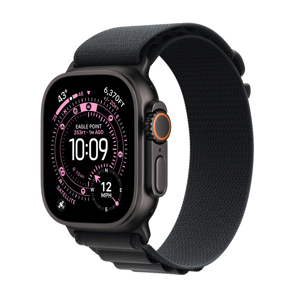 Apple Watch Ultra 3 49mm Black Titanium Case Black Alpine Loop - M