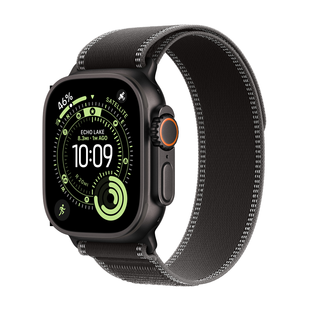 Apple Watch Ultra 3 49mm Black Titanium Case Black/Charc Trail Loop - M/L