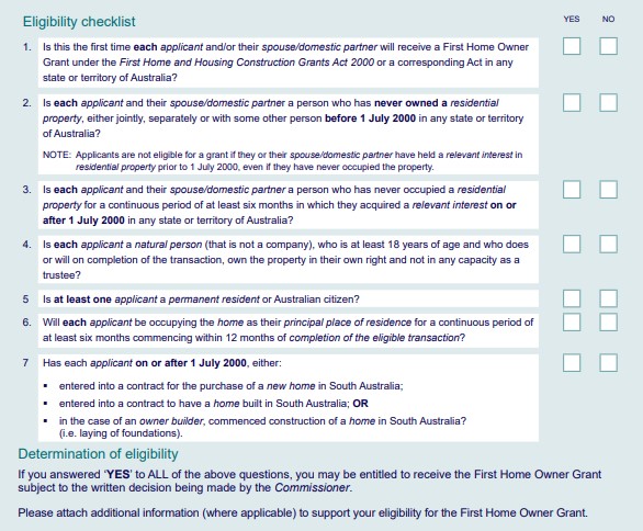 $15,000 First Home Owner Grant SA 2024