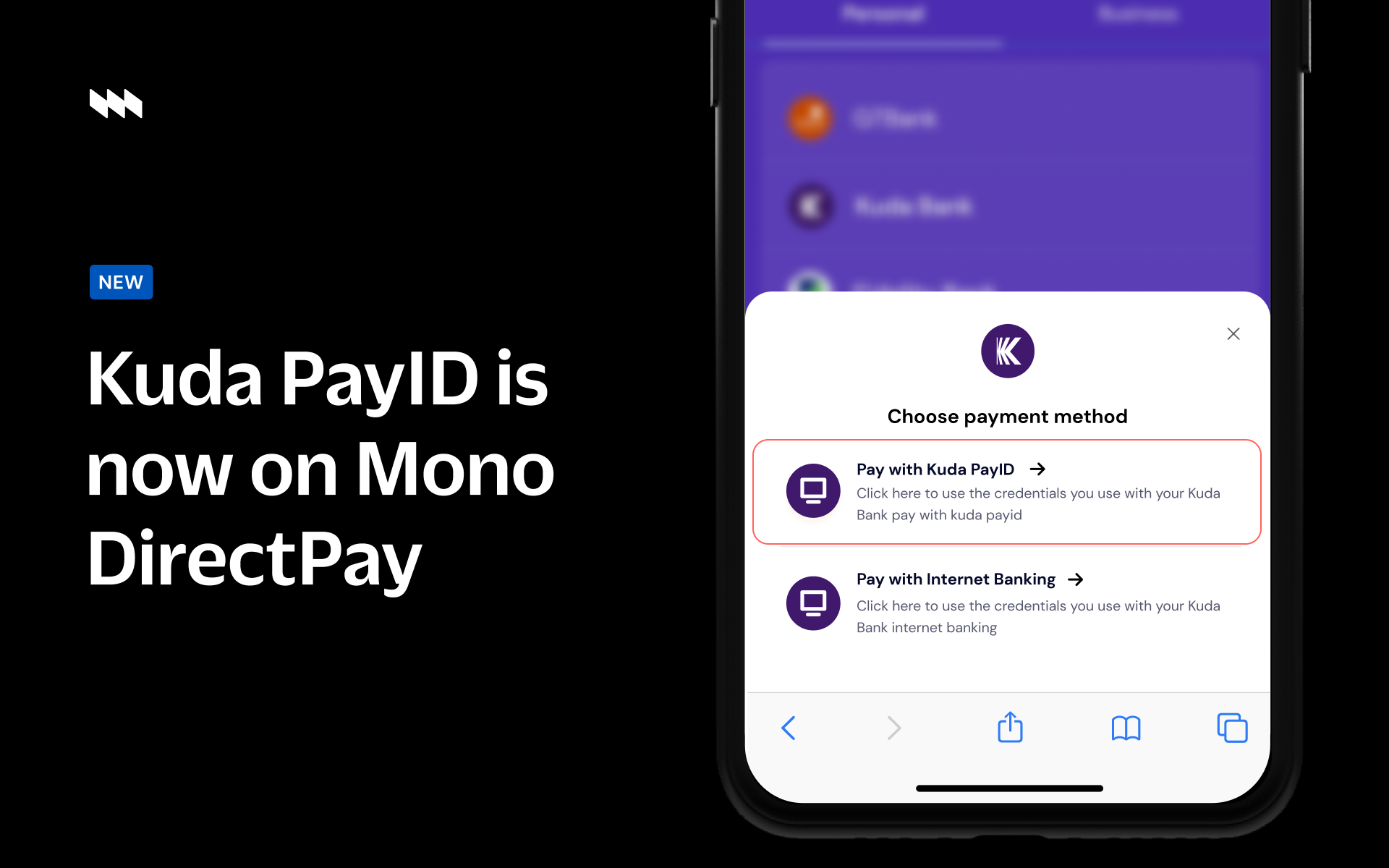 Kuda PayID is now live on Mono DirectPay