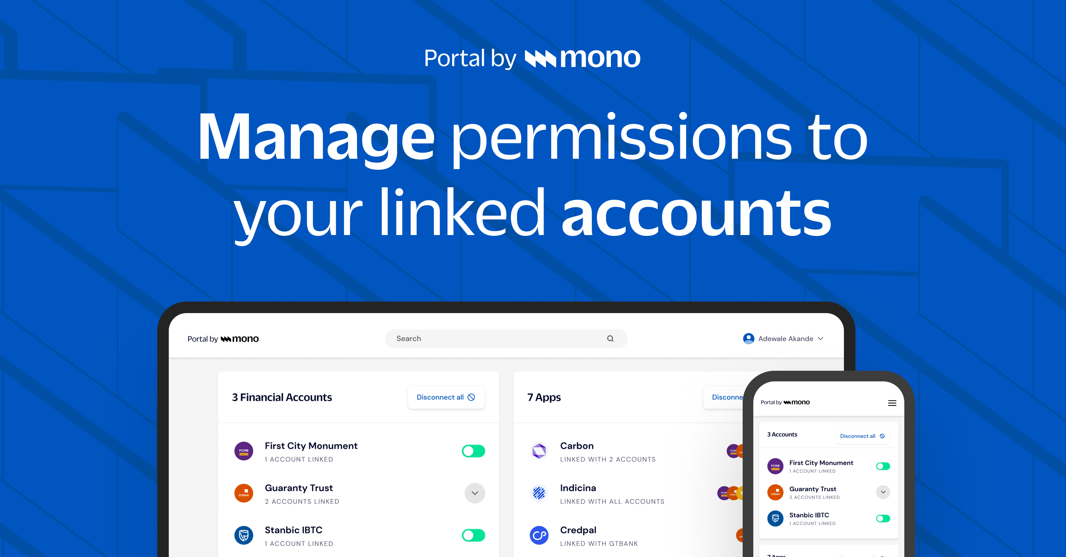 Mono Portal - Manage permissions to your linked accounts