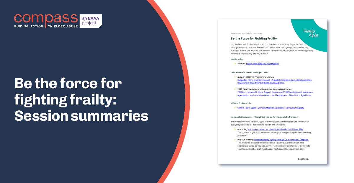Be the force for fighting frailty: Session summaries - Compass