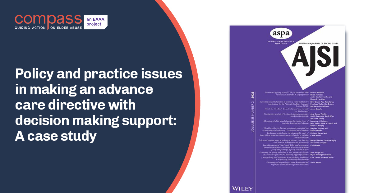 Policy and practice issues in making an advance care directive with decision making support: A ...