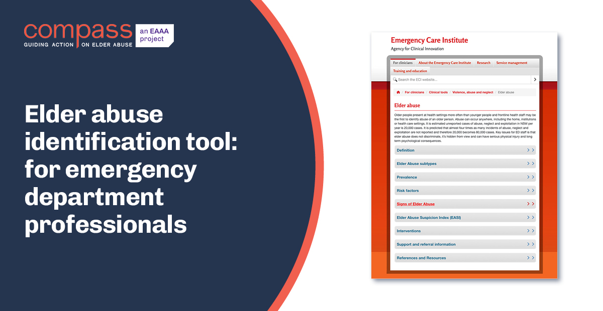 Elder abuse identification tool: for emergency department professionals - Compass
