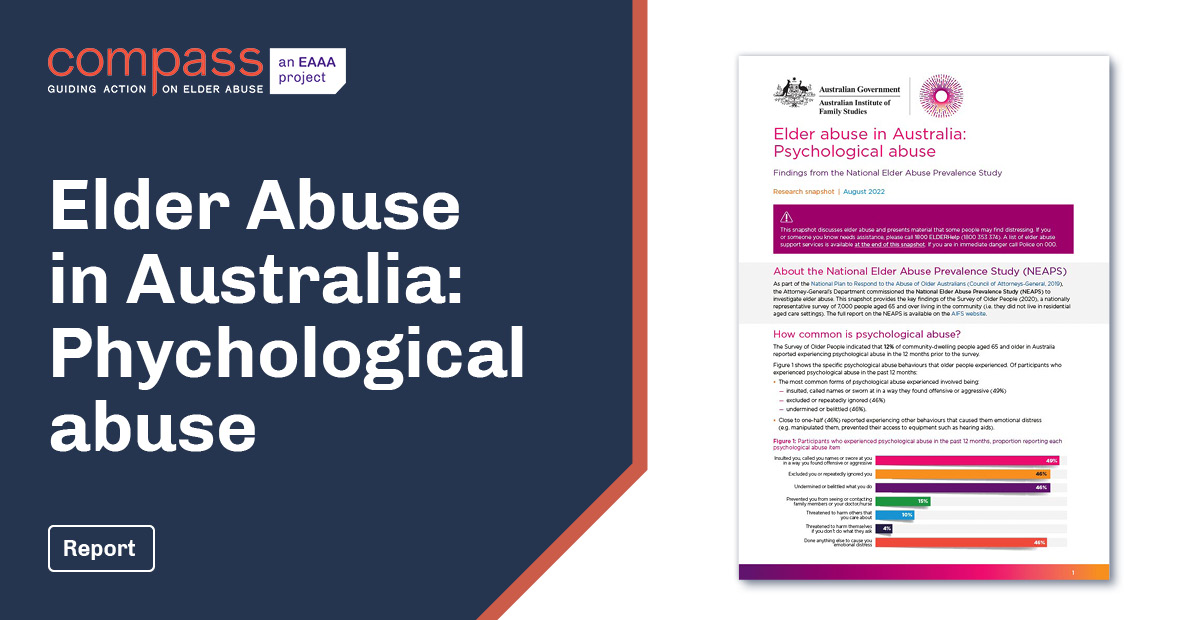 Elder Abuse in Australia: Psychological Abuse. Snapshot report. - Compass