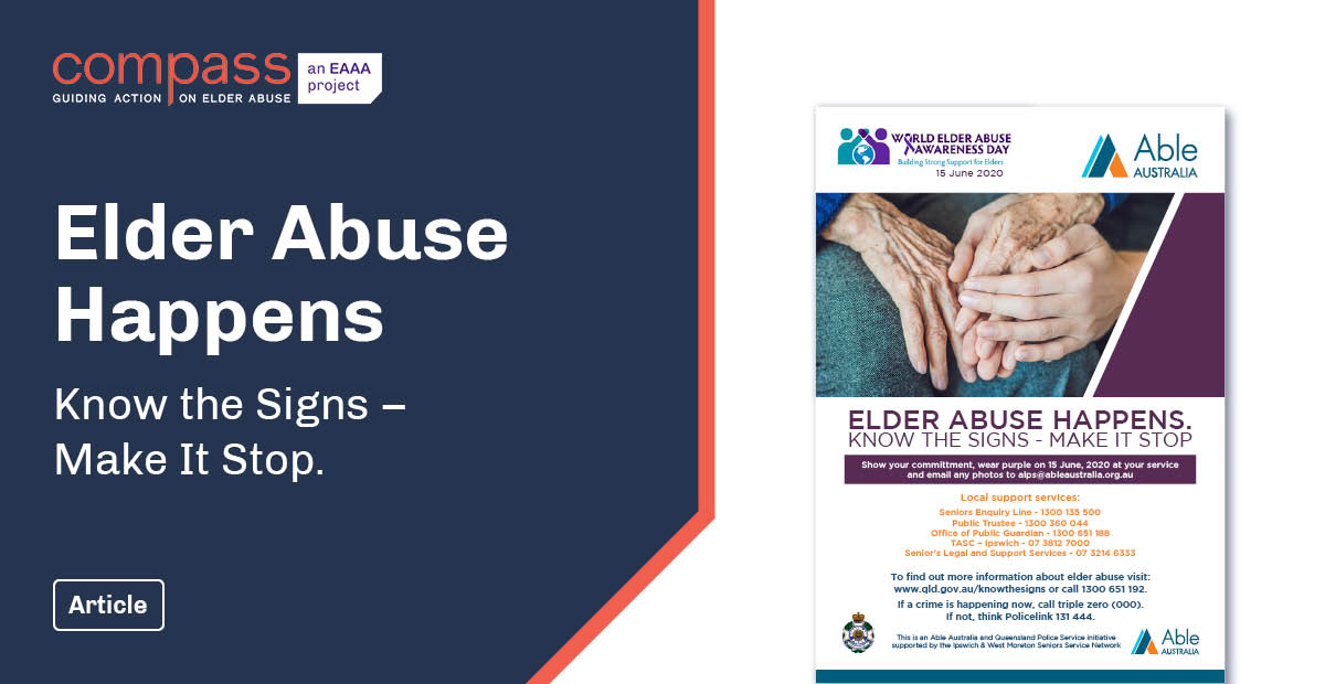 Elder Abuse Happens. Know the Signs - Make It Stop. - Compass