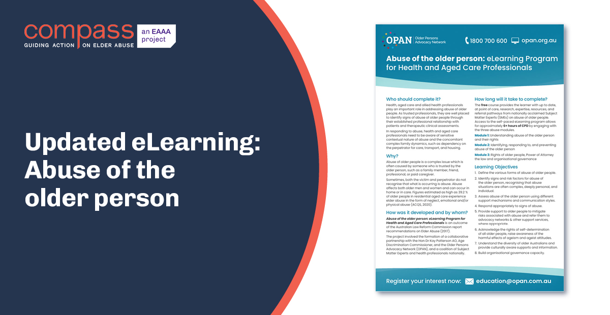 Updated eLearning: Abuse of the older person - Compass
