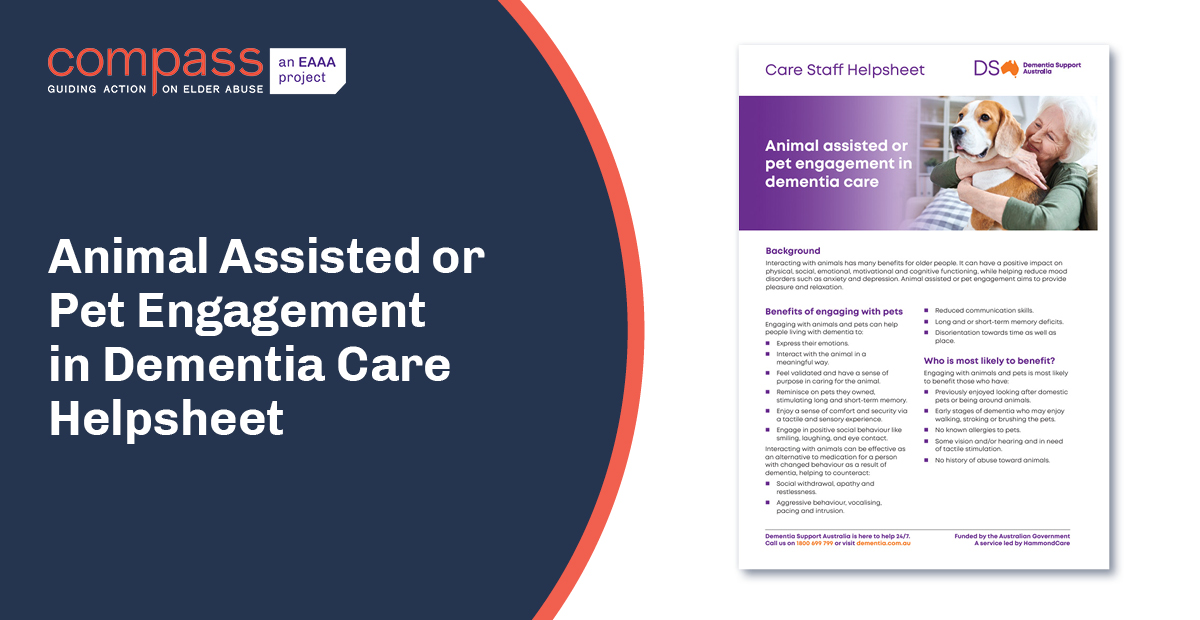 Animal Assisted or Pet Engagement in Dementia Care Helpsheet - Compass