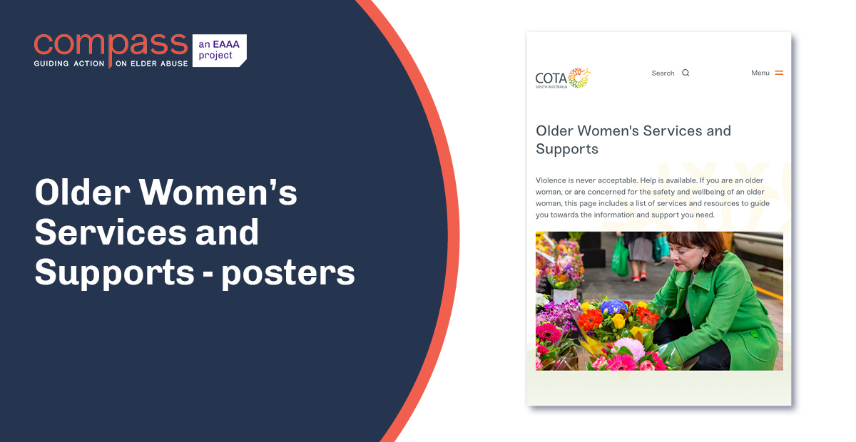 Older Women's Services and Supports - posters - Compass