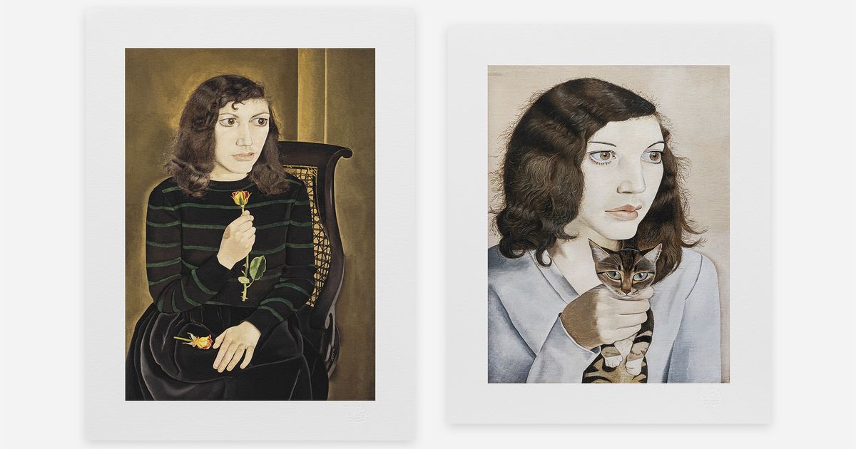 Girl with a Kitten, 1947 and Girl with Roses, 1947-48 by Lucian Freud
