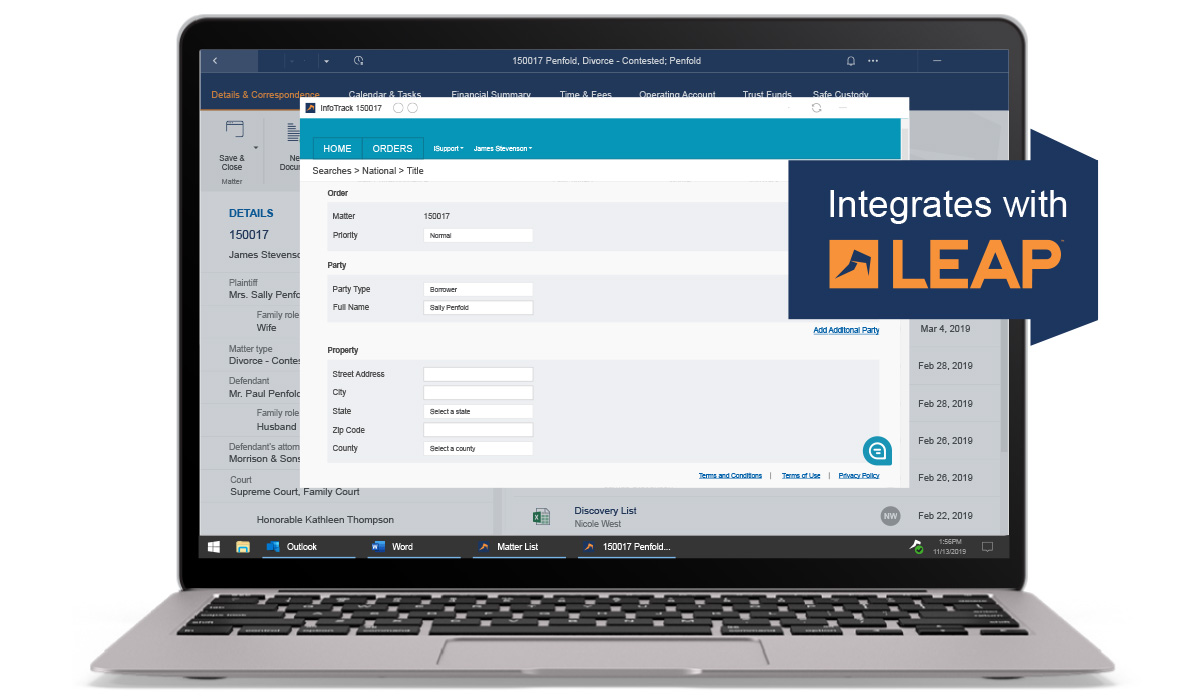 InfoTrack Legal eFiling for Lawyers | LEAP US Integrations
