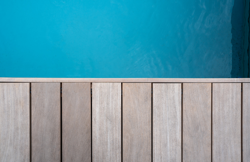 Garapa hout voor een terras, vlonder, gevel- en wandbekleding of schutting