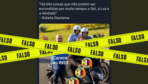 Imagem de “careca do INSS” e Jair Bolsonaro em motocicleta é falsa