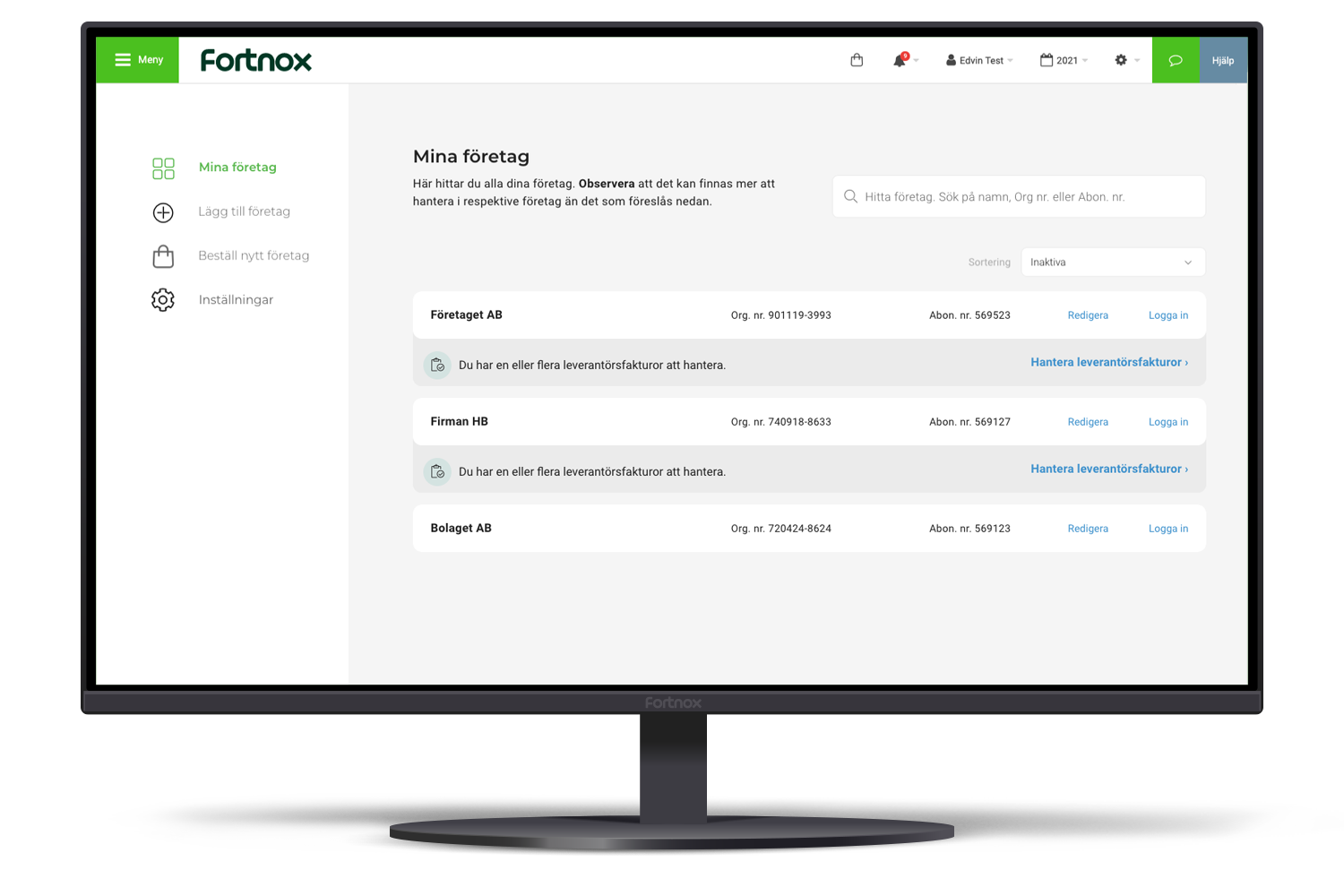 Hantera flera bolag med ett enda inlogg i Fortnox | Fortnox