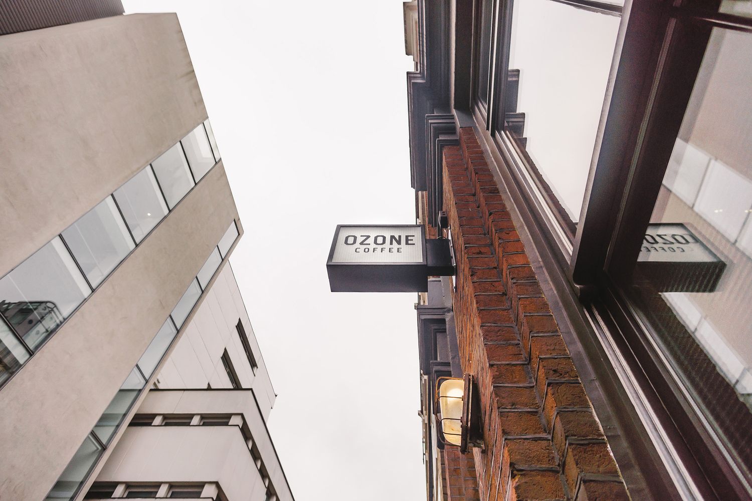 Double sided illuminated projecting light box sign for Ozone Coffee ...