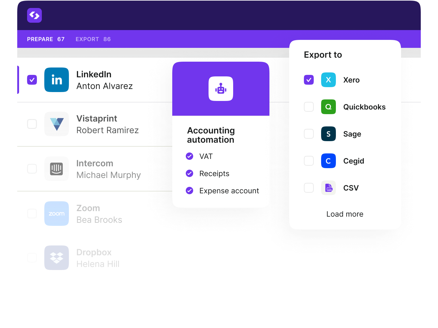 Integrated expense management with Xero