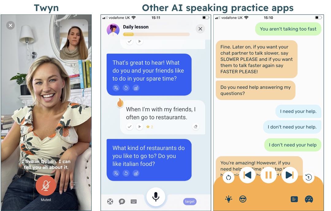 Twyn English Speaking Practice - Realistic Conversations with Video AI
