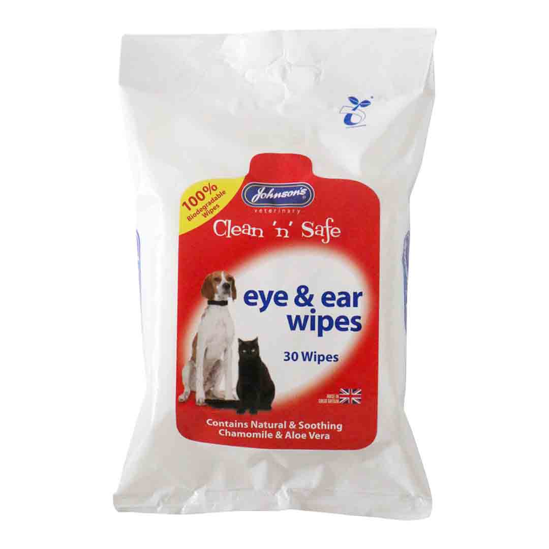 Johnson's Clean 'n' Safe Eye & Ear Wipes | Pack of 30 | Pet Wipes