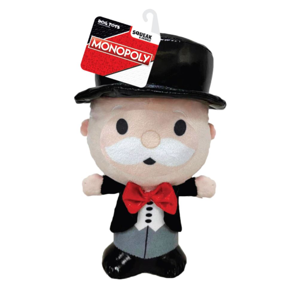 Hasbro Monopoly Mr. Money Bags Squeak and Crinkle Plush 7 Inch Dog Toy ...