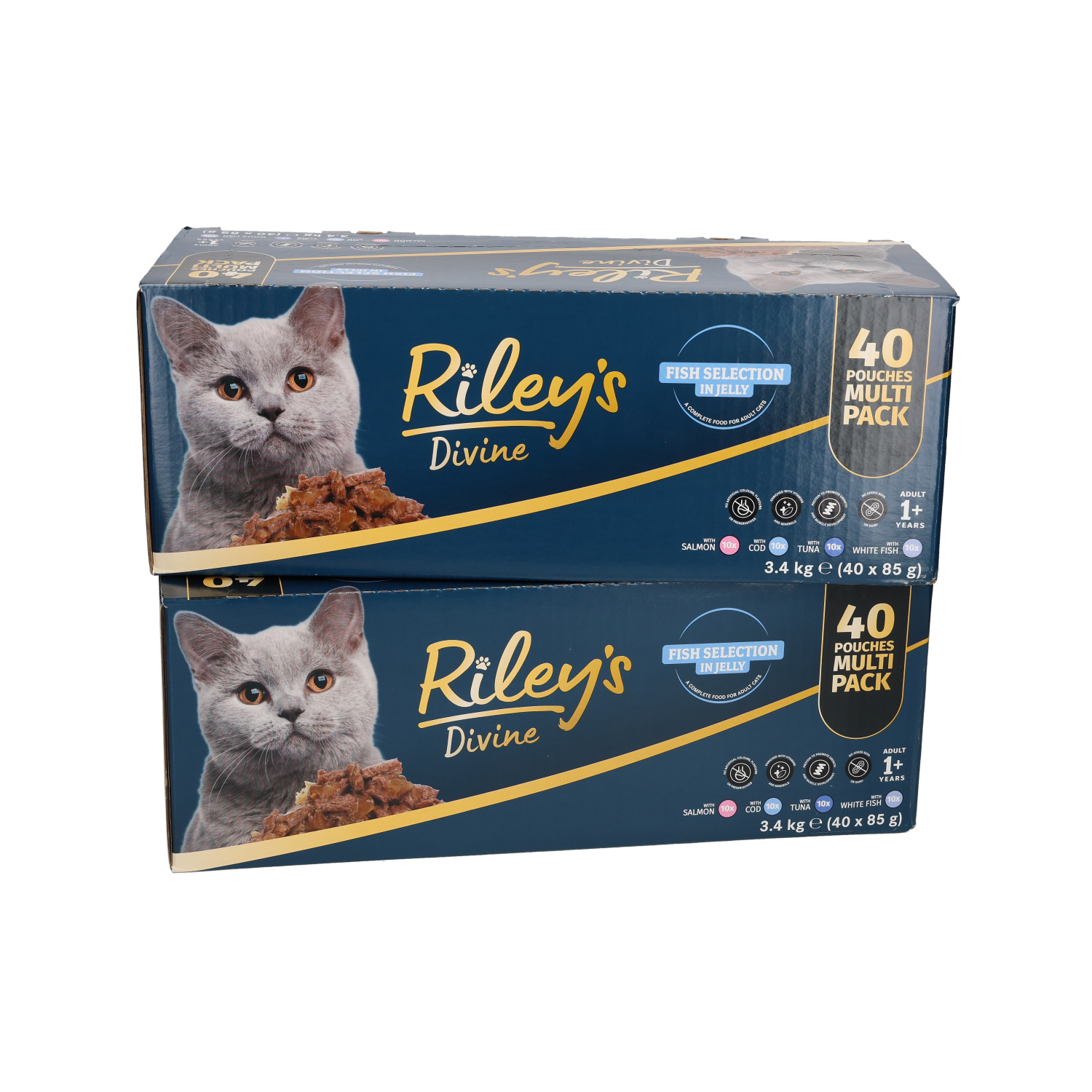Riley's Divine Shredded Fish Cat Food Pouches 80x85g | Jollyes