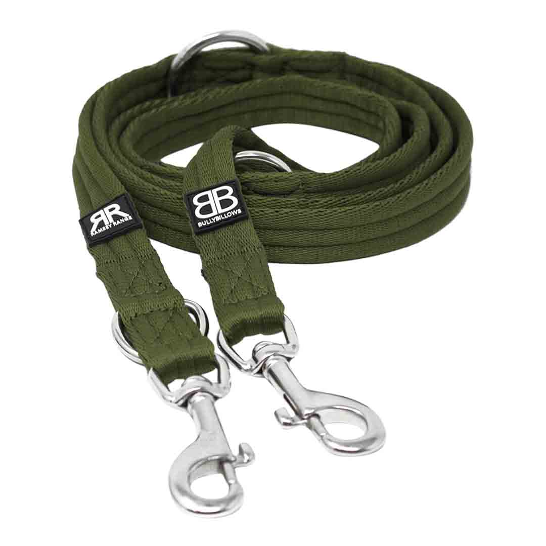 Bully Billow | Double Training Dog Lead | Khaki