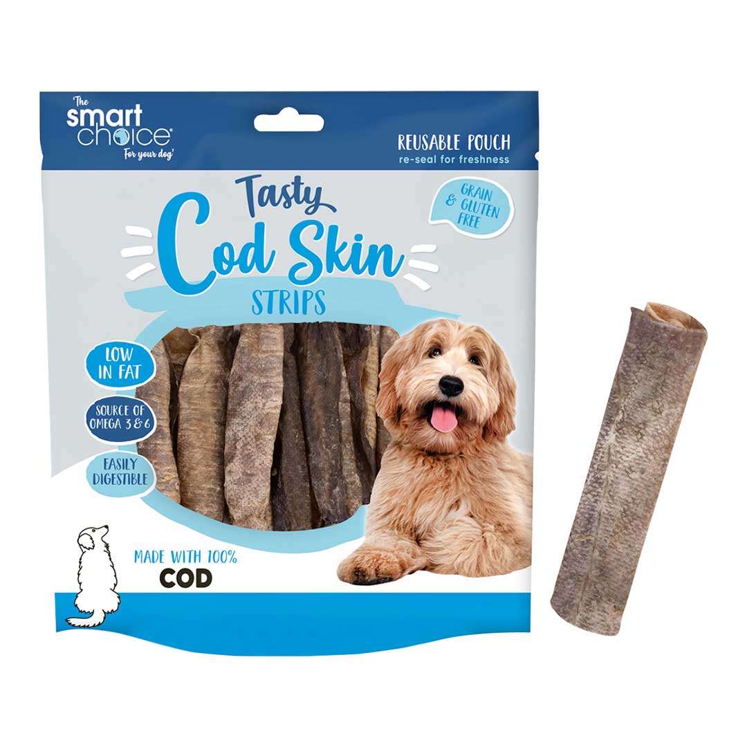 Smart Choice Cod Skin Strips Dog Treats 12 Pack 95g | Jollyes