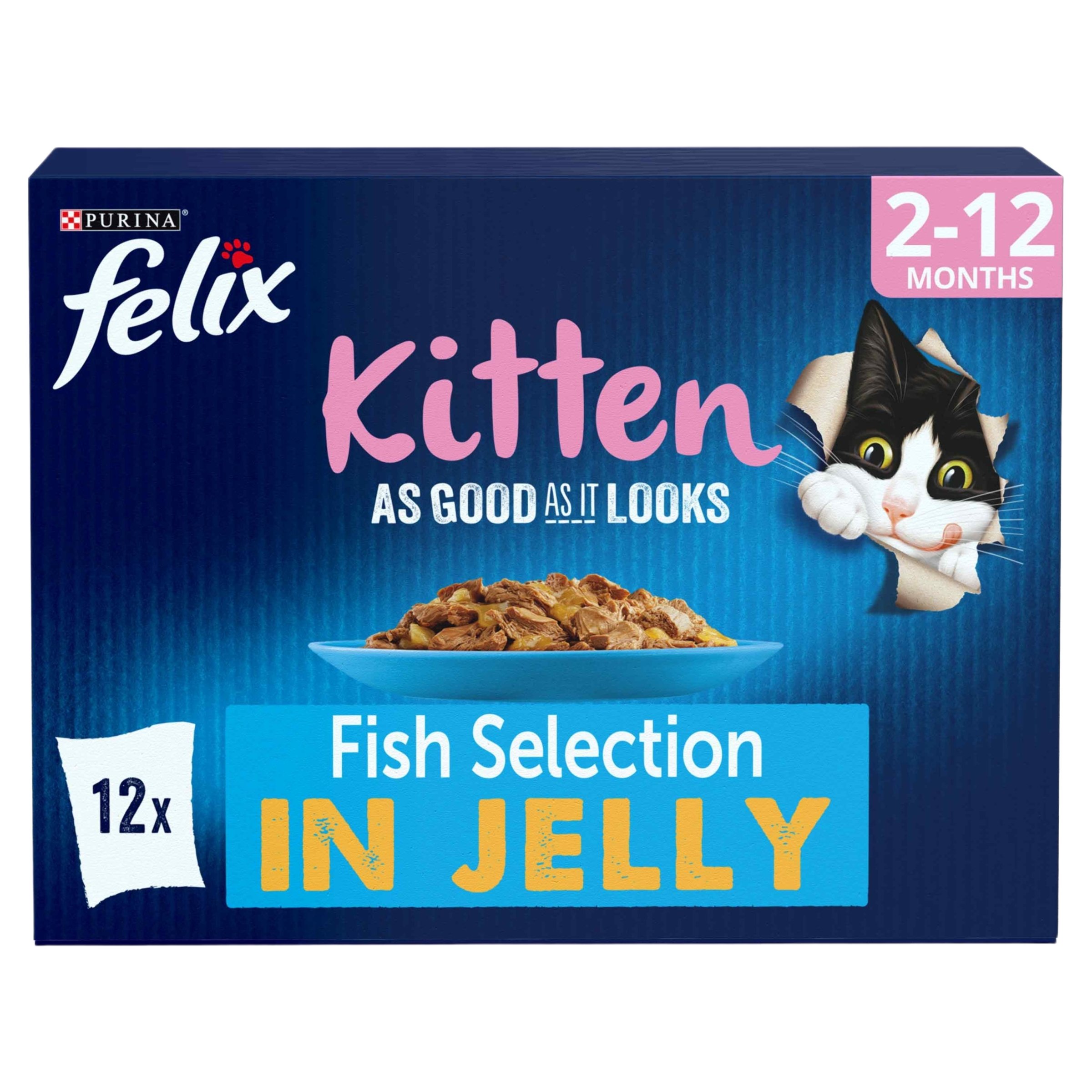 Felix As Good As it Looks Kitten Fish in Jelly Wet Cat Food 12x85g ...