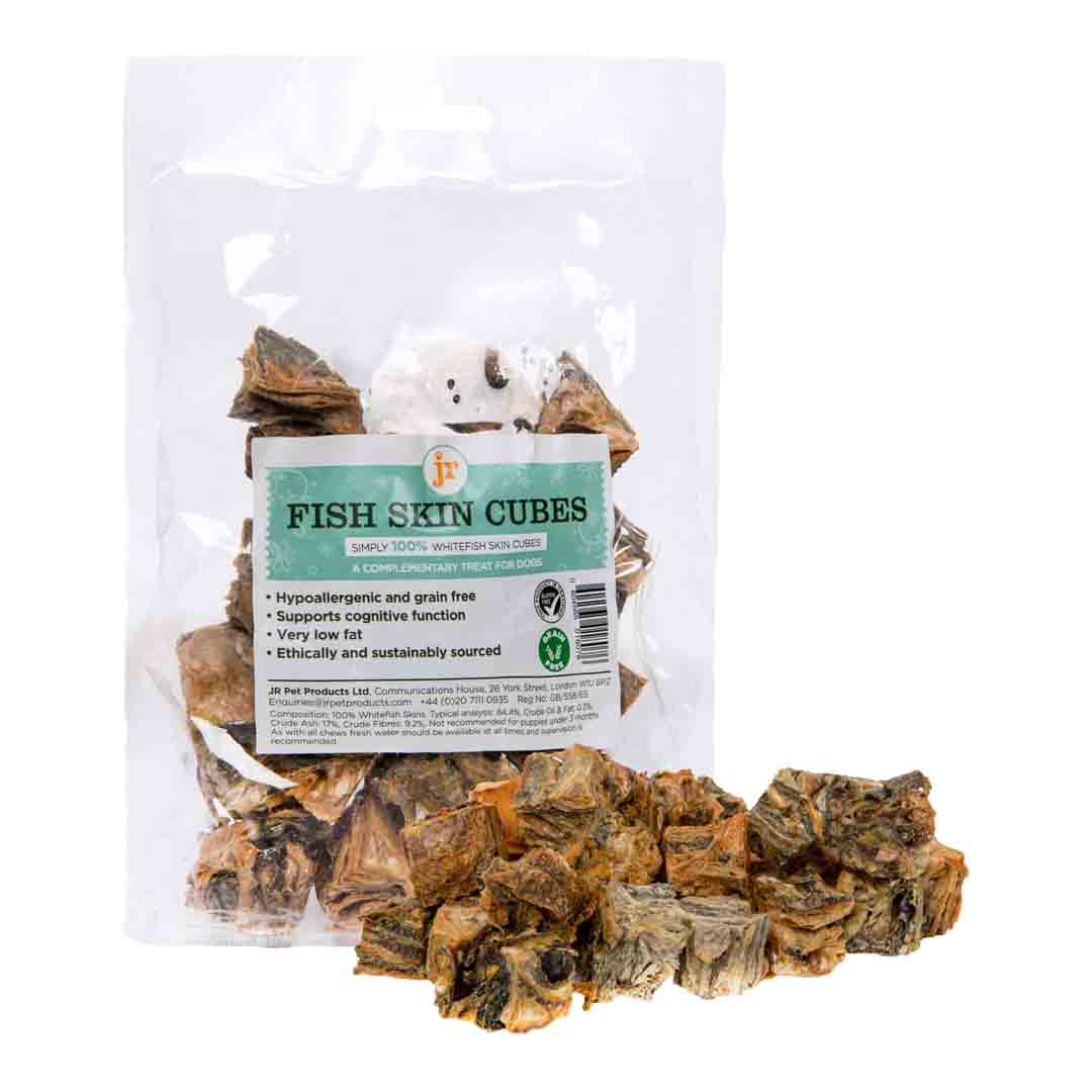 JR Pet Products White Fish Skin Cubes 75g | Dog Treats