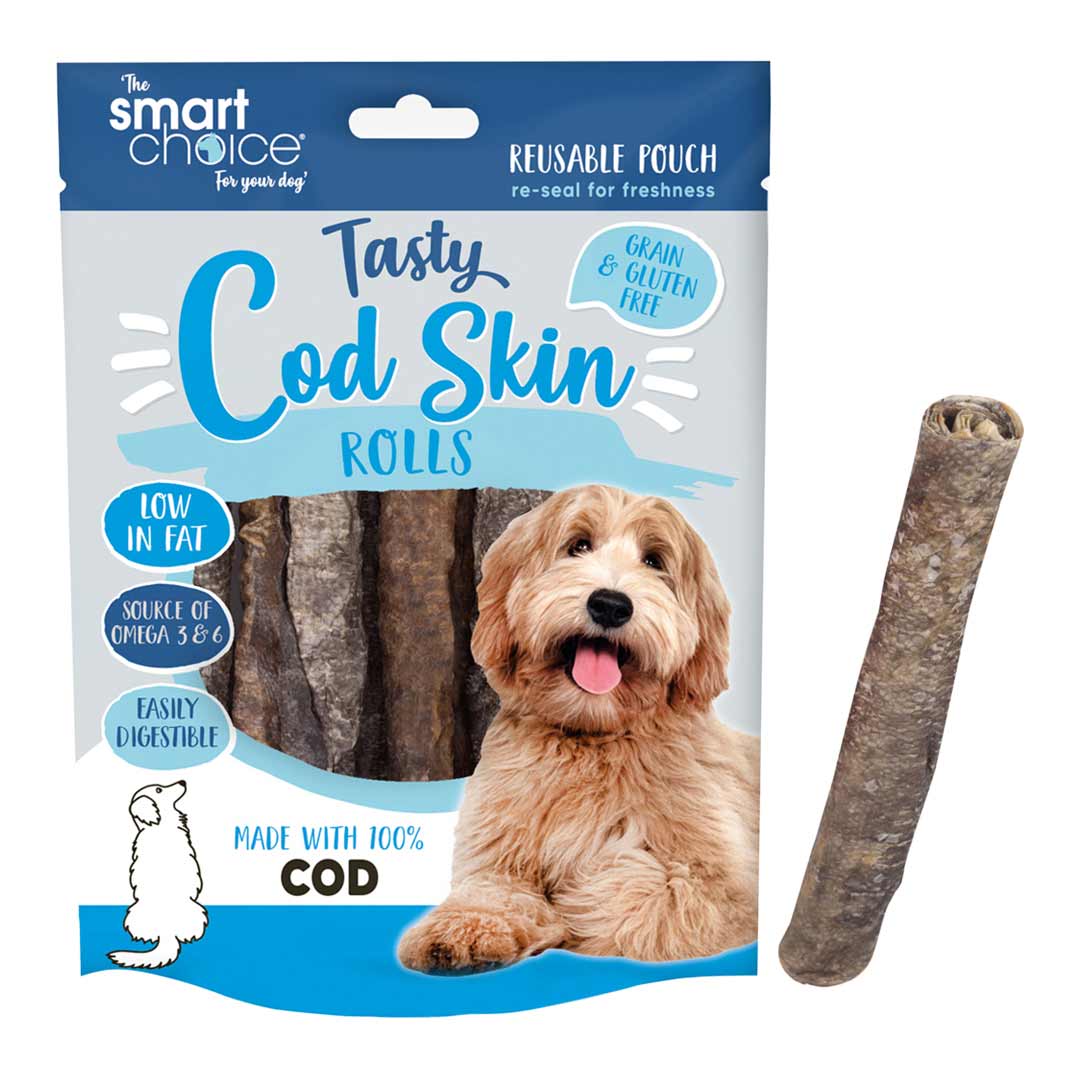 Smart Choice Cod Skin Rolls Dog Treats 8 Pack 100g | Jollyes
