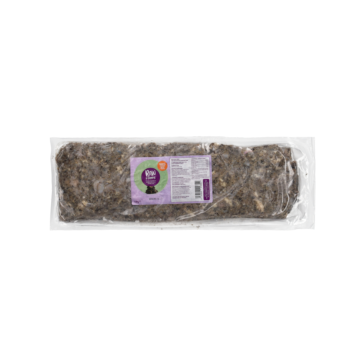 Raw and Simple Beef Green Tripe 1.5 kg Raw Dog food | Jollyes