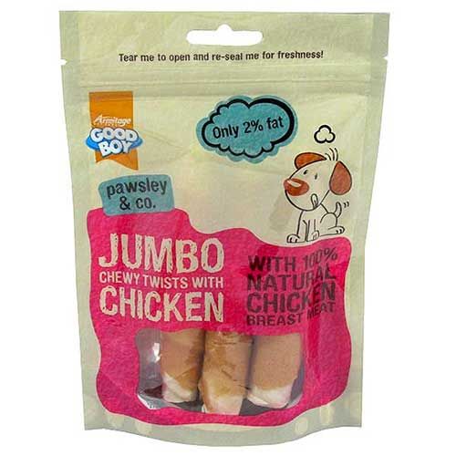 Good Boy Pawsley & Co Jumbo Chewy Chicken Twists | Dog Treats