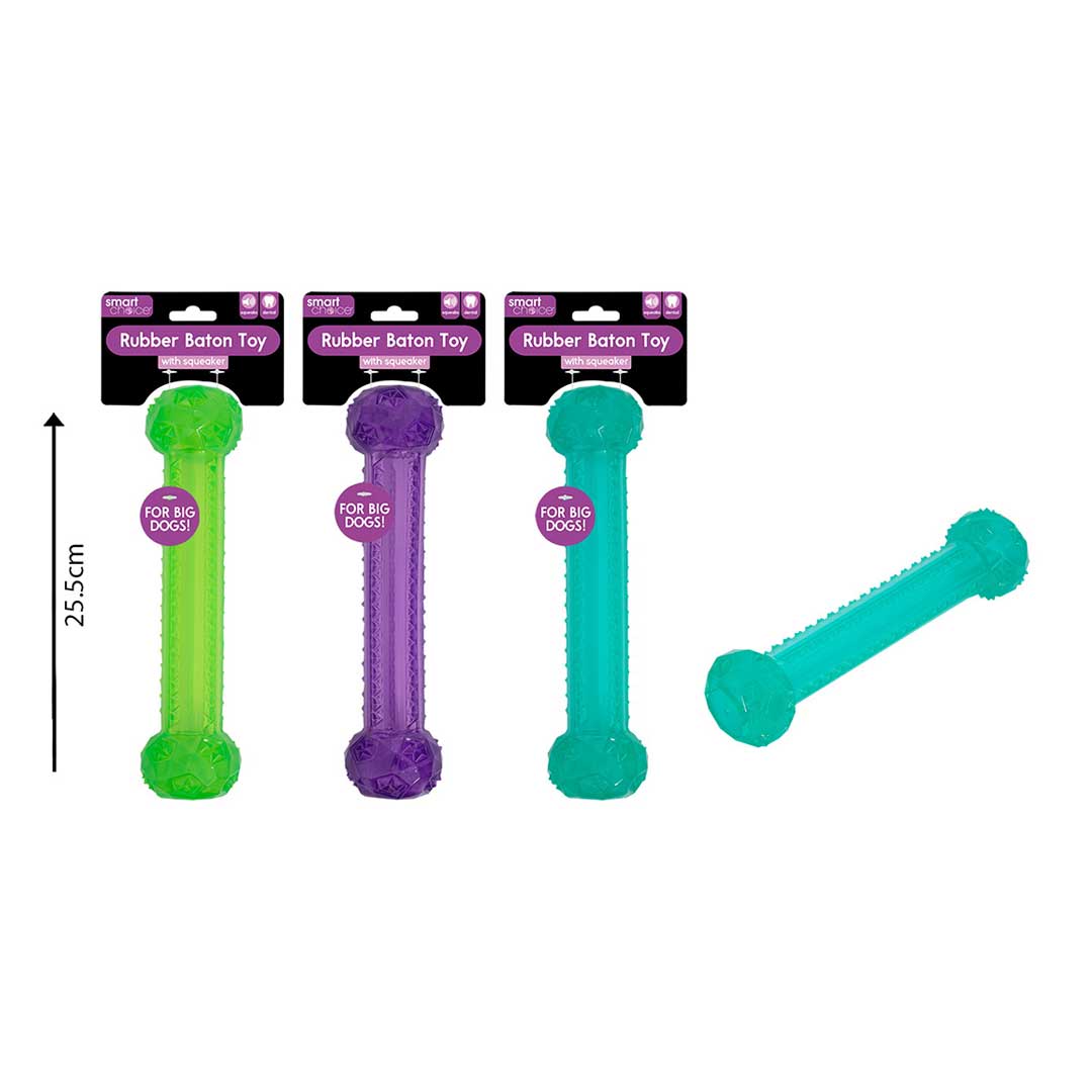 Rosewood Squeaky Rubber Baton Dog Toy | Jollyes
