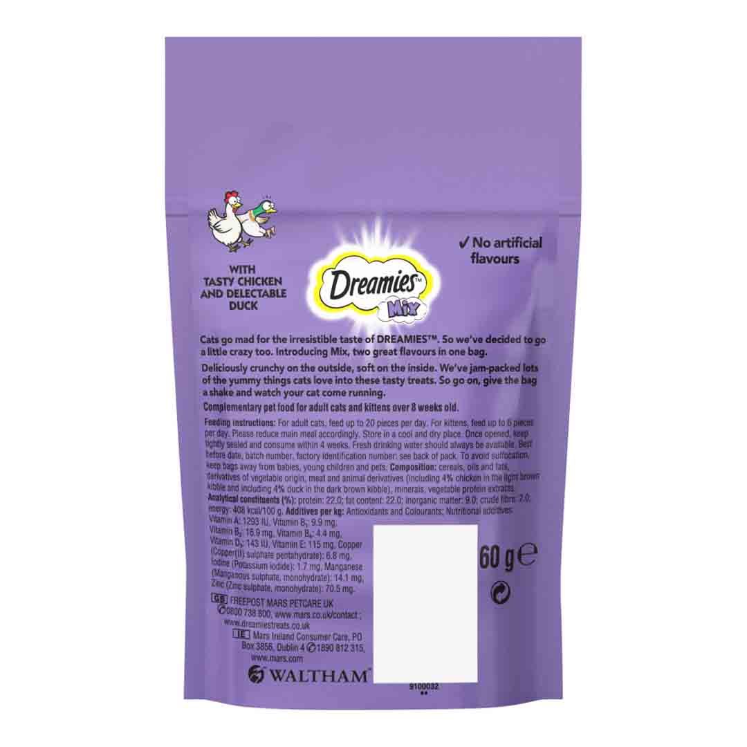 Dreamies Tasty Chicken and Delectable Duck 60g | Cat Treats