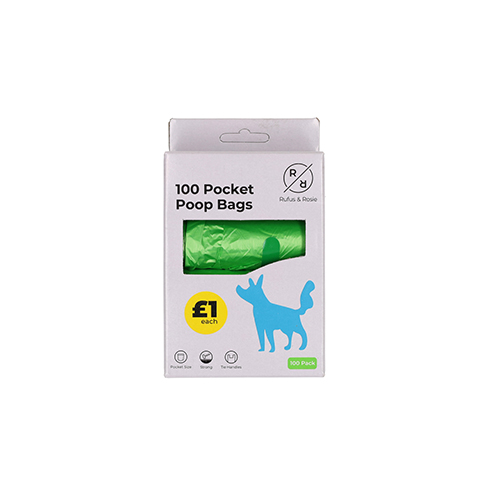 Rufus & Rosie Pocket Poop Bags | 100 pc | Dog Poo Bags