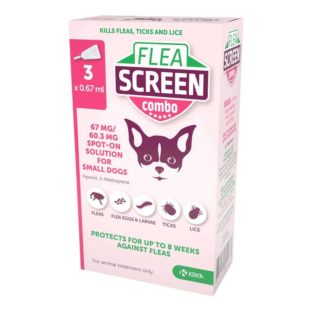 Flea Screen Combo Small Dog (2-10kg) 3 Pipettes Spot On Treatment ...