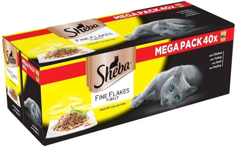 Sheba Fine Flakes Cat Pouches Poultry Collection In Jelly 40x85g | Wet ...