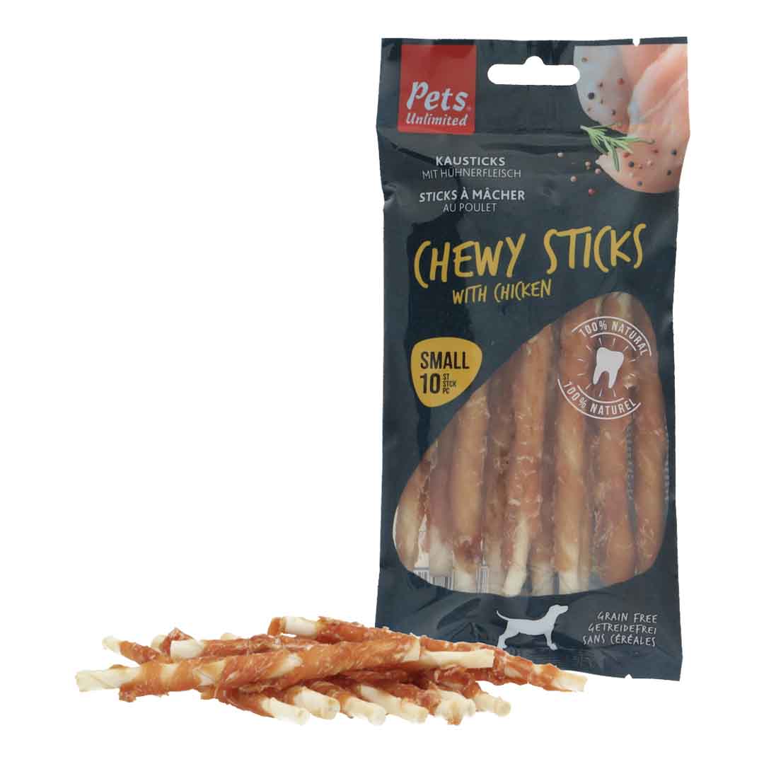 Pets Unlimited Chewy Sticks with Chicken Dog Treat Large | Dog Dental Chews