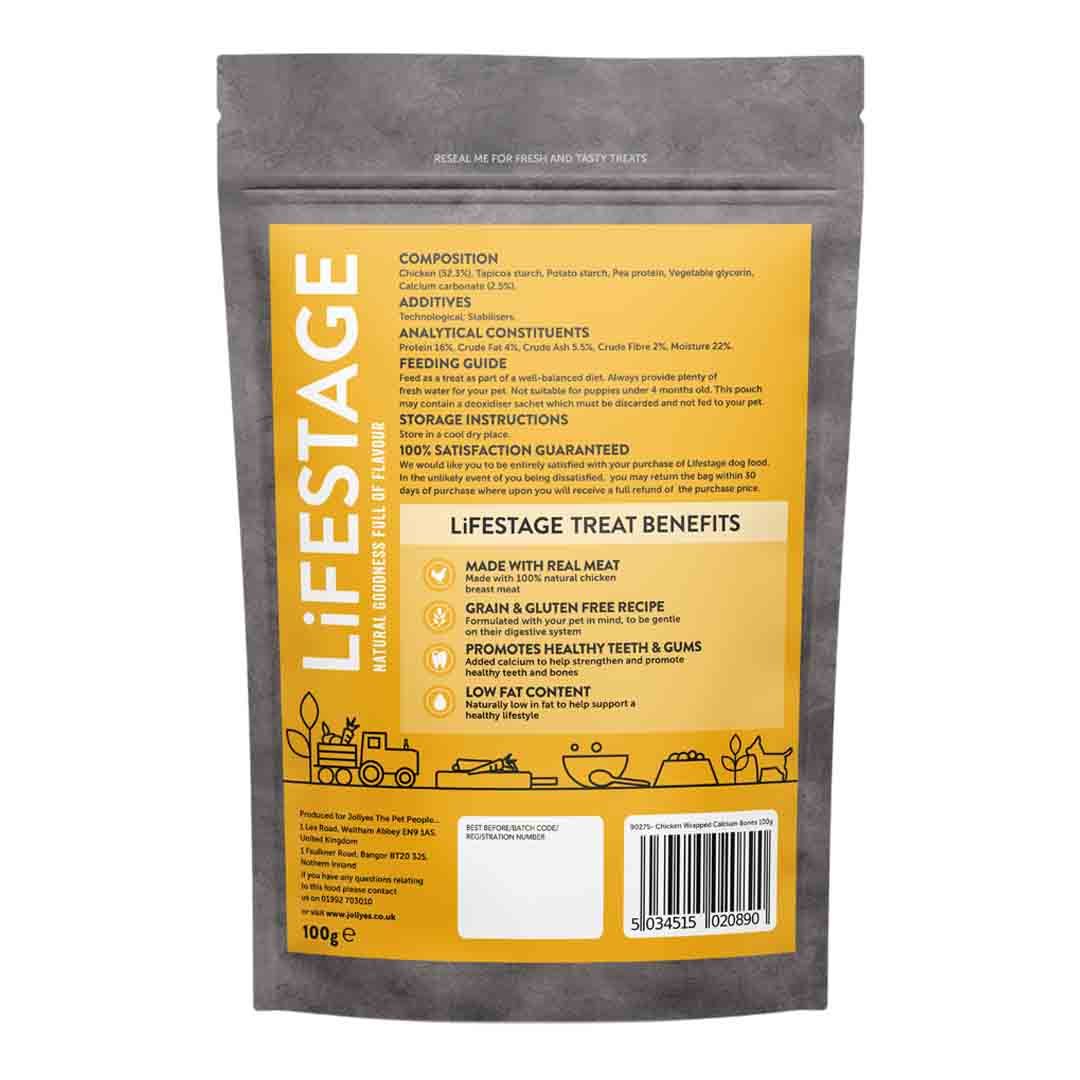 Lifestage Chicken Wrapped Calcium Bones Dog Treat 100g | Dog Chews