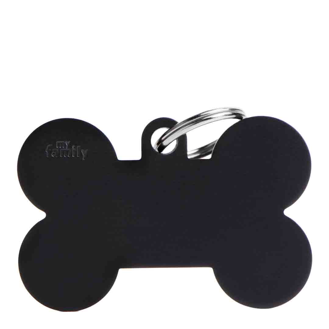 My Family Black Dog Bone ID Tag | Dog ID Tag