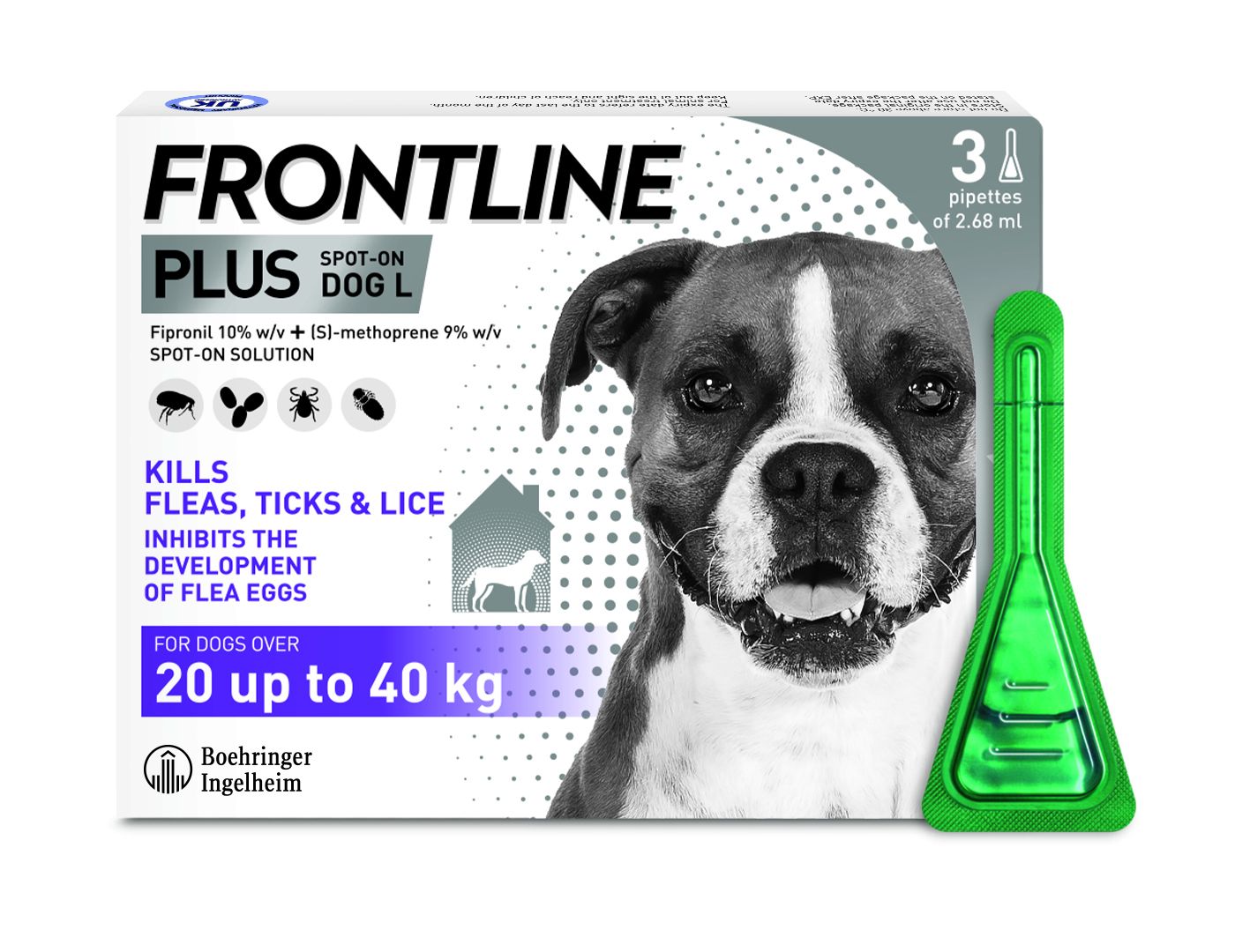 Frontline Plus Dog Flea Medicine for Large Dogs 20-40kg 3 pack