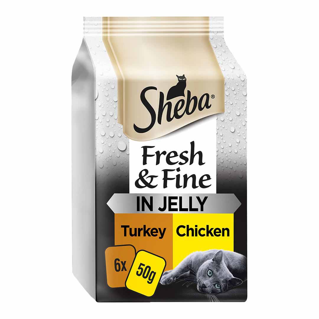 Sheba Fresh & Fine Cat Food Pouches with Chicken & Turkey in Jelly 6x50g