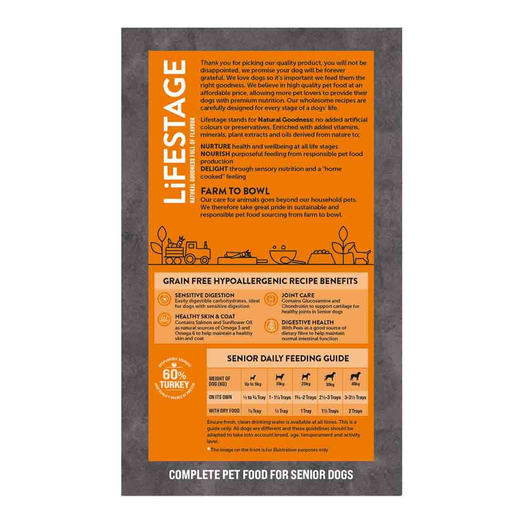 Lifestage Senior Grain Free Turkey And Potato Dog Food 395g | Grain ...