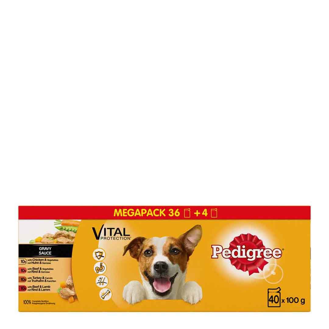 Pedigree Pouch Mixed Gravy 40 For 36 40x100g | Wet Dog Food