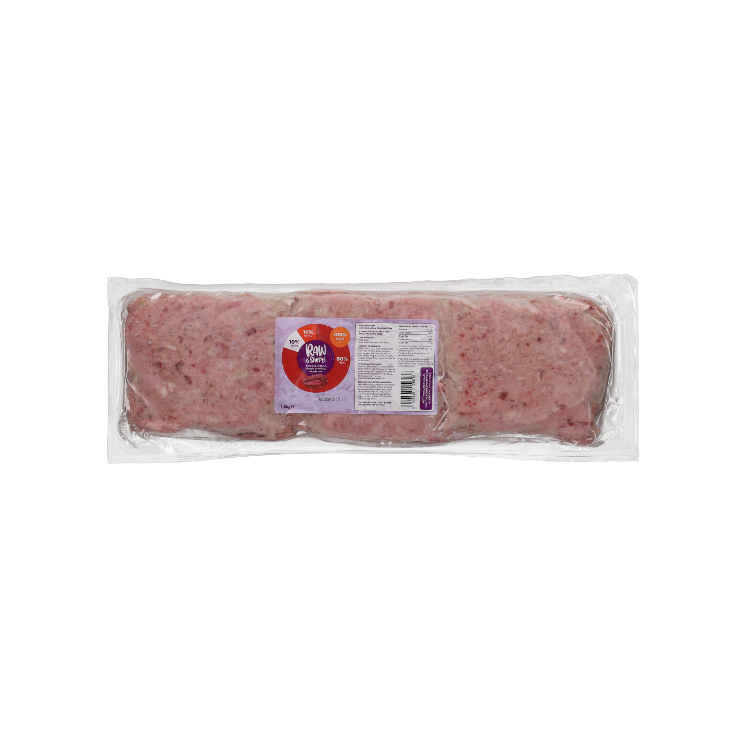 Raw and Simple Beef Mince 1.5 kg Raw Dog Food | Jollyes