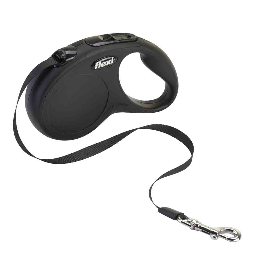 Flexi Classic Retractable Tape Small Dog Lead 5m - Black | Dog Leads