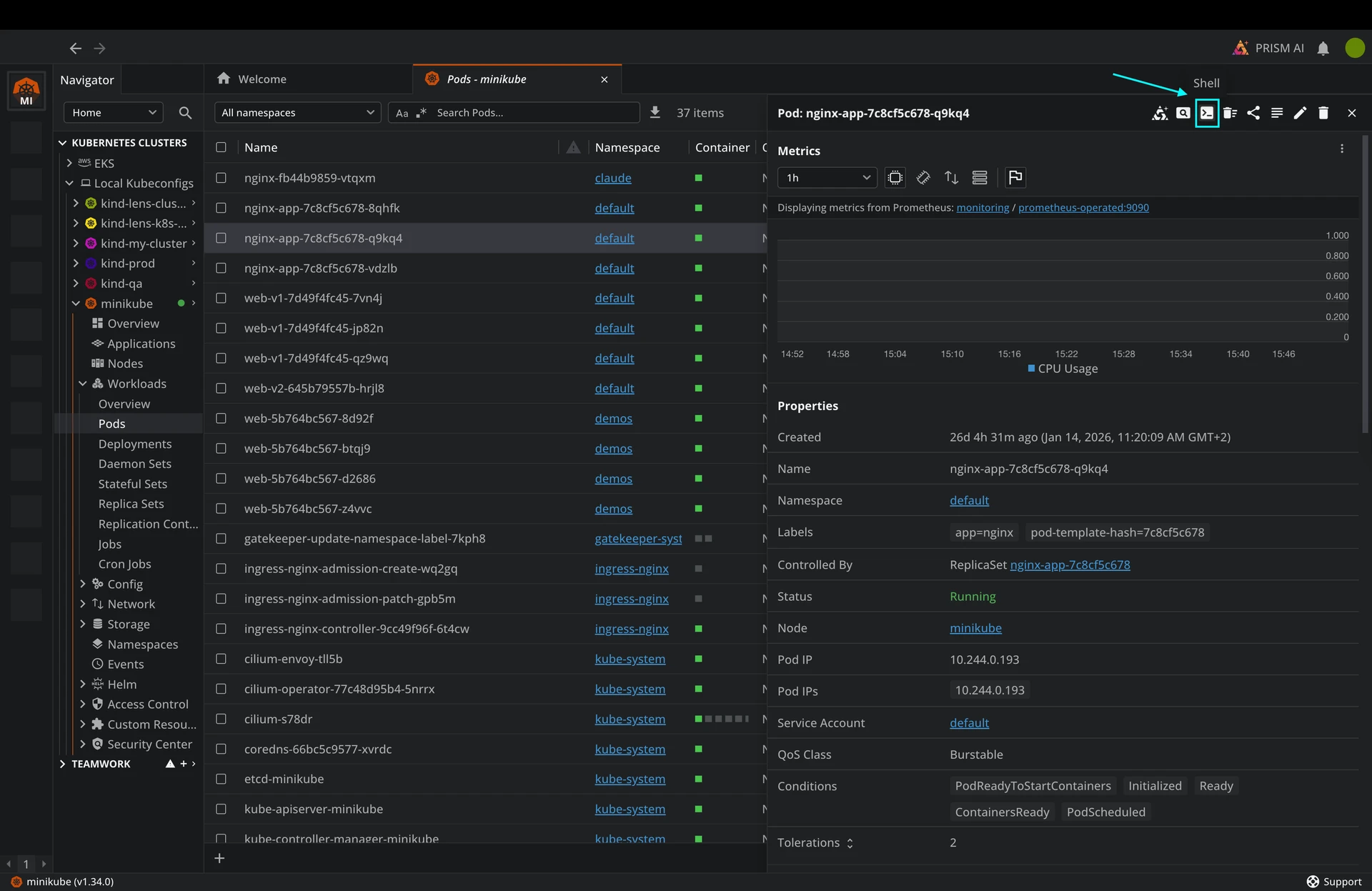 Connect to a K8s Pod Shell with kubectl exec